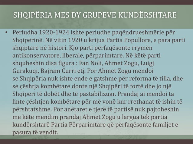 Shqiperia gjate viteve 1920-1924 | PPTX