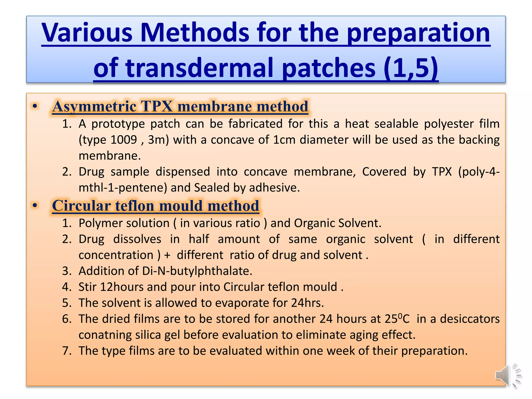 formulation of transdermal patches | PPTX