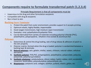 formulation of transdermal patches | PPTX