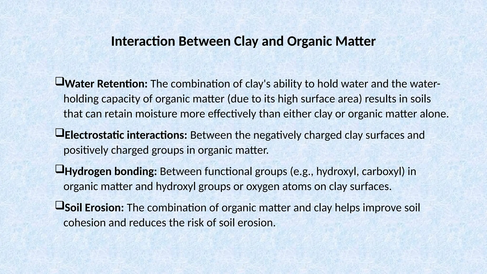 Adsorption of organic compounds by clay and role of organic substance ...