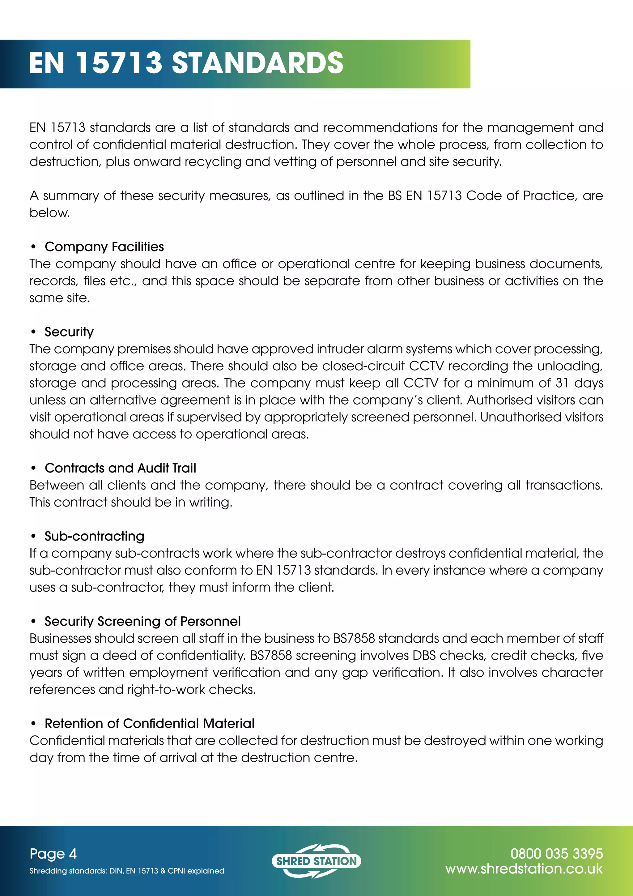 Shredding Standards: Understanding DIN 66399, BS EN 15713 and CPNI. | PDF