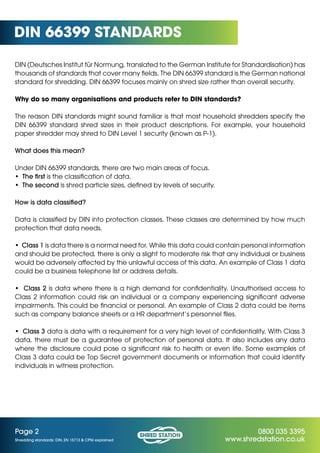 Shredding Standards: Understanding DIN 66399, BS EN 15713 and CPNI. | PDF