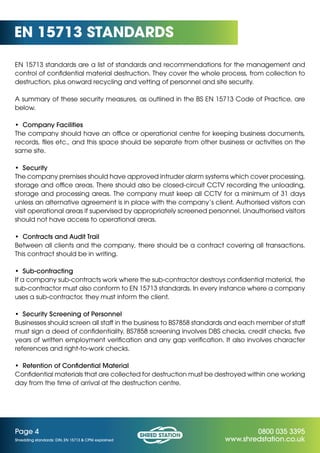 Shredding Standards: Understanding DIN 66399, BS EN 15713 and CPNI. | PDF