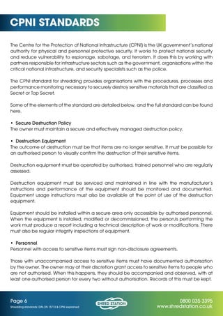 Shredding Standards: Understanding DIN 66399, BS EN 15713 and CPNI. | PDF