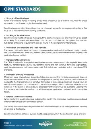 Shredding Standards: Understanding DIN 66399, BS EN 15713 and CPNI. | PDF