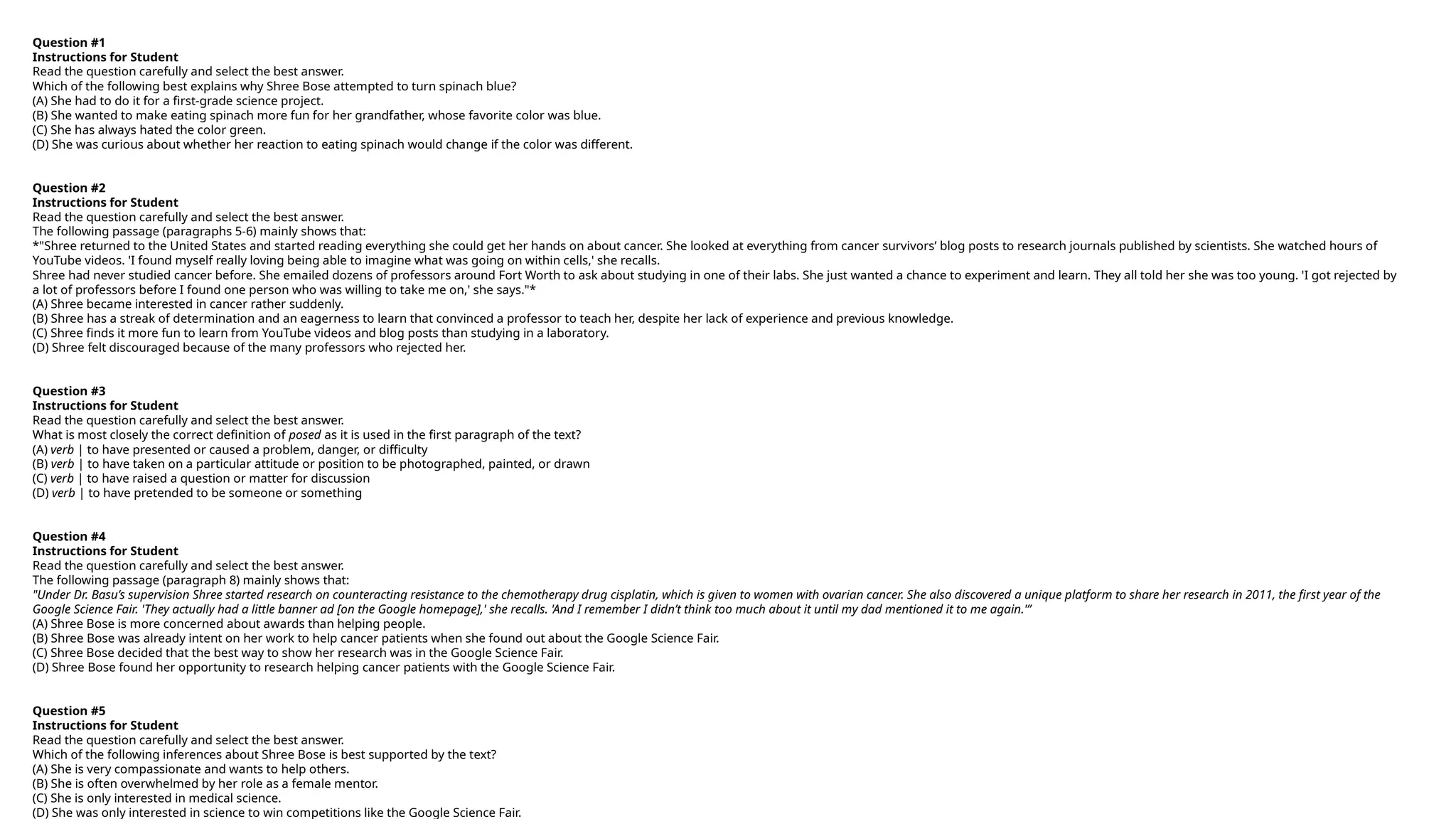 Shree Bose Questions.pptx Shree Bose story with different questions | PPTX