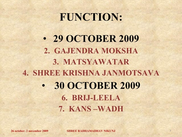 Shree Radhamadhavsarkar,Kartik Poornima2009 | PPT