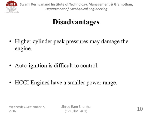Homogeneous Charged Compression Ignition Engine (HCCI Engine) | PPTX ...