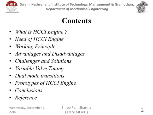 Homogeneous Charged Compression Ignition Engine (HCCI Engine) | PPTX ...