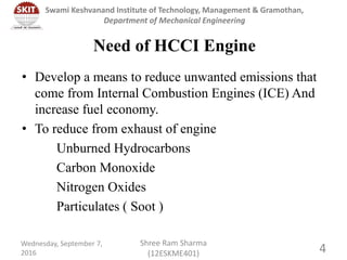 Homogeneous Charged Compression Ignition Engine (HCCI Engine) | PPTX