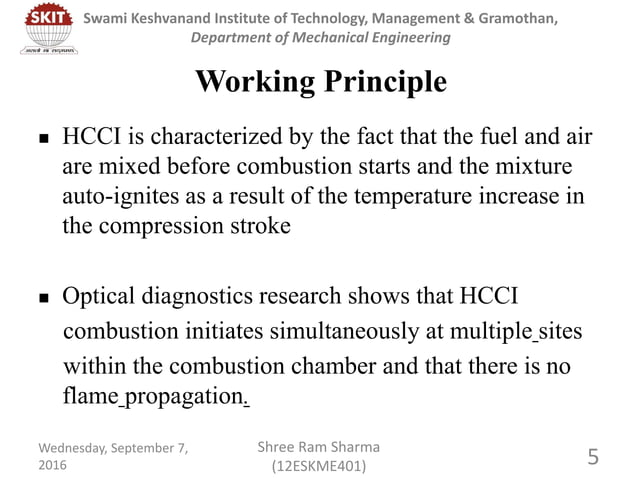 Homogeneous Charged Compression Ignition Engine (HCCI Engine) | PPTX ...