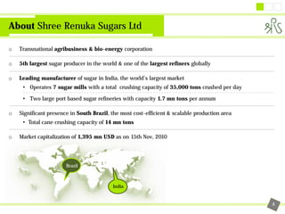 Shree Renuka Sugars Ltd Corporate Presentation | PDF