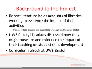 Value and impact of librarians’ embedded IL teaching on student skills ...