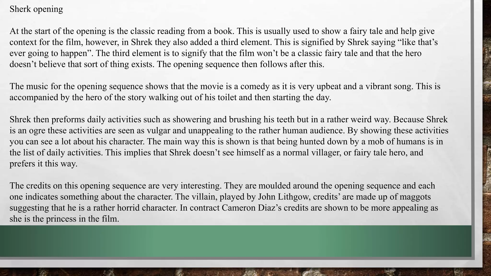 Shrek opening | PPTX | Fantasy | Genres