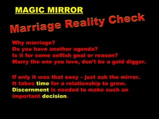 Marriage Reality Check | PPT