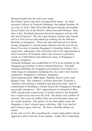 Shrewd Gerald this the mini case studyHo Ching’s power has been.docx ...