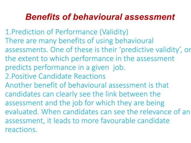 Behavioural assessment | PPTX