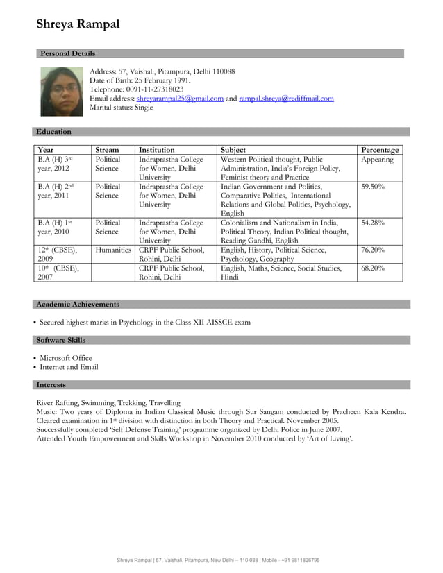 Shreya cv | DOCX