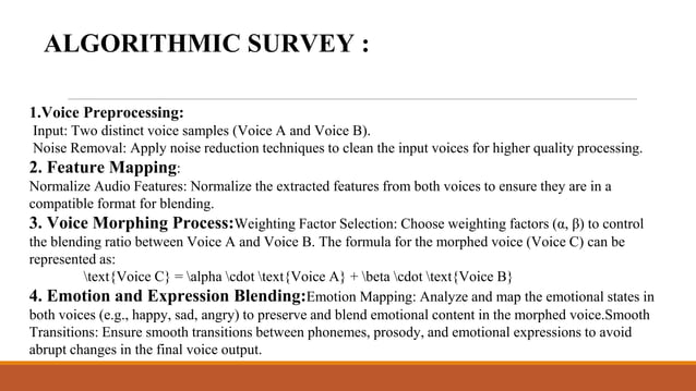 Ppt on voice morphing:two identities in one voice | PDF | Digital Audio | Computer Software and ...