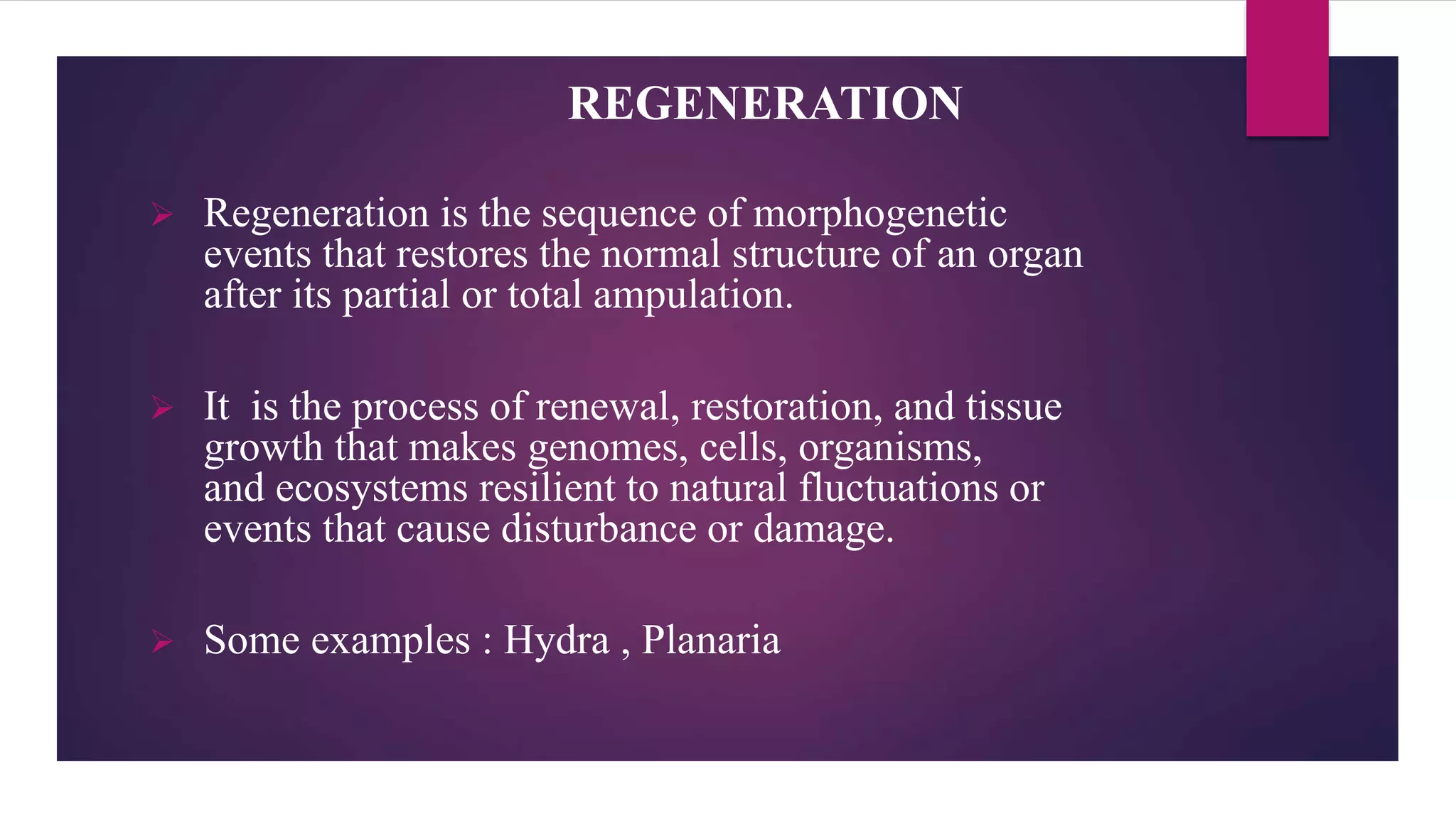 Regeneration in animals except earthworm | PPTX | Biological Sciences ...