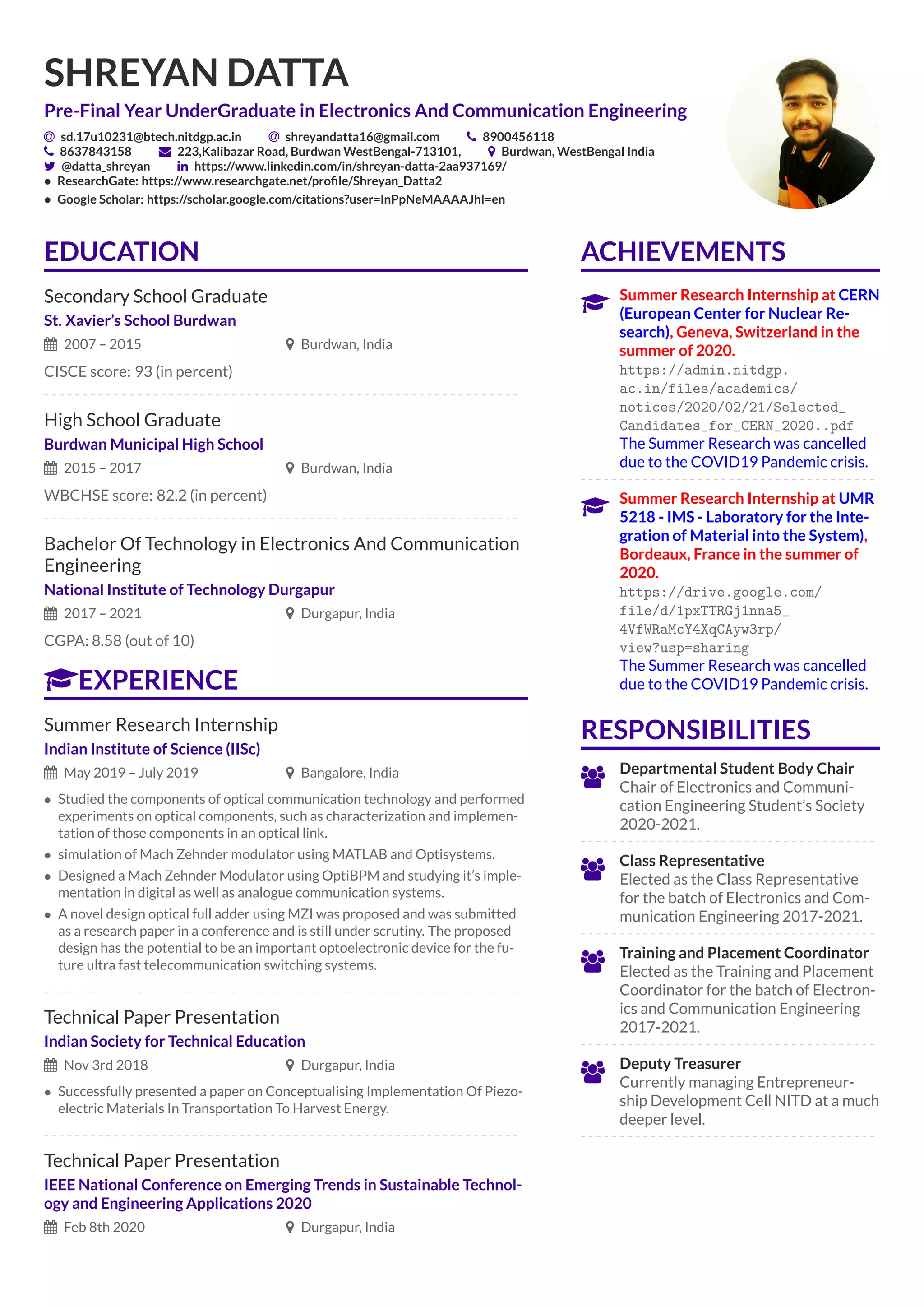 Shreyan cv4apr2020 (1) | PDF