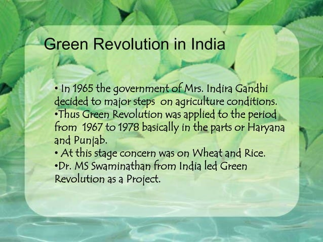 ppt green revolution | PPTX | Agriculture | Industries