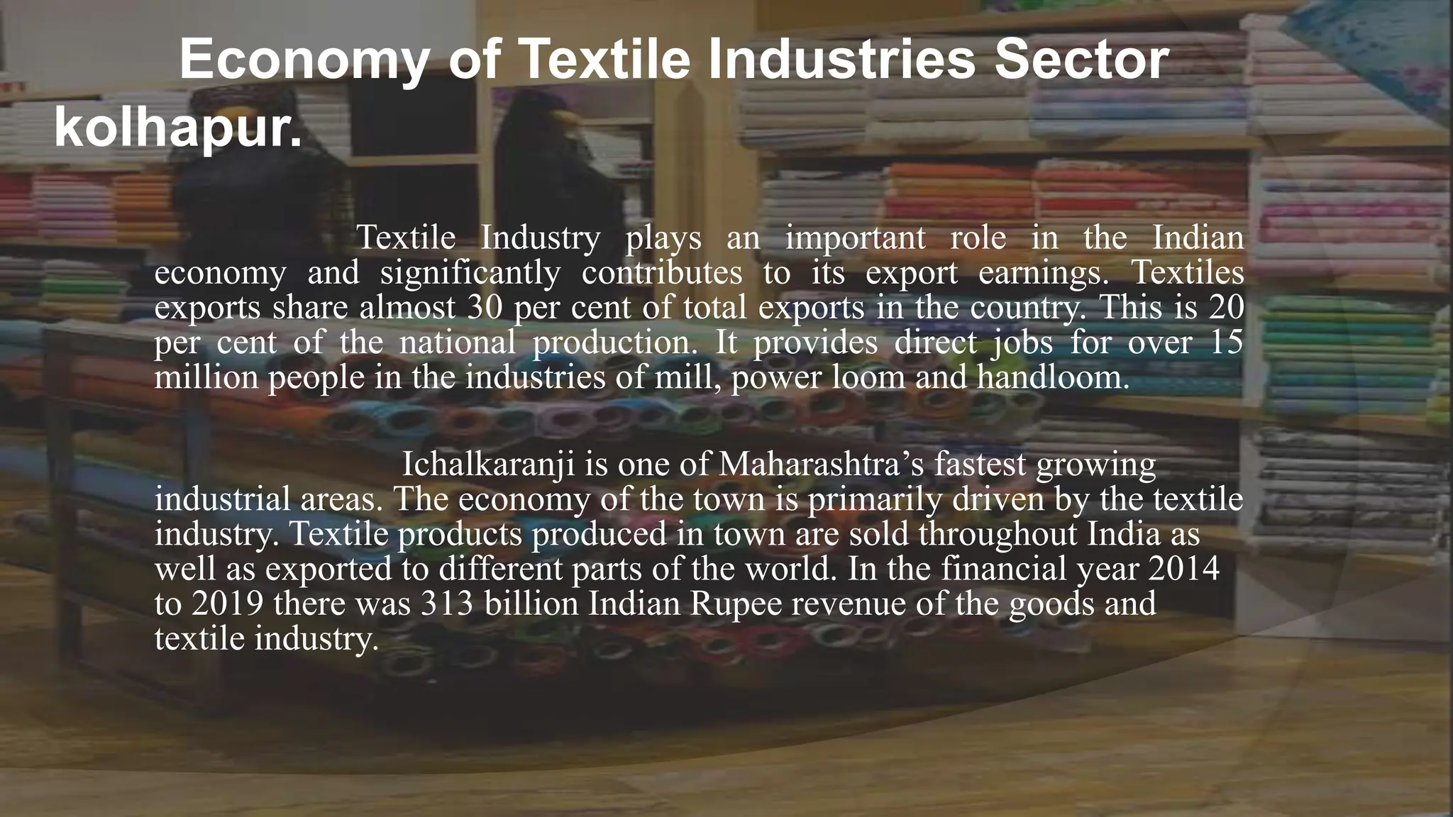 SHRIDHAR PANJE Textile Industry In Kolhapur PPT | PPTX | Industrial ...