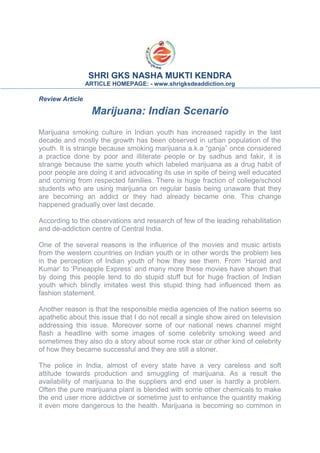 Marijuana: Indian Scenario | PDF