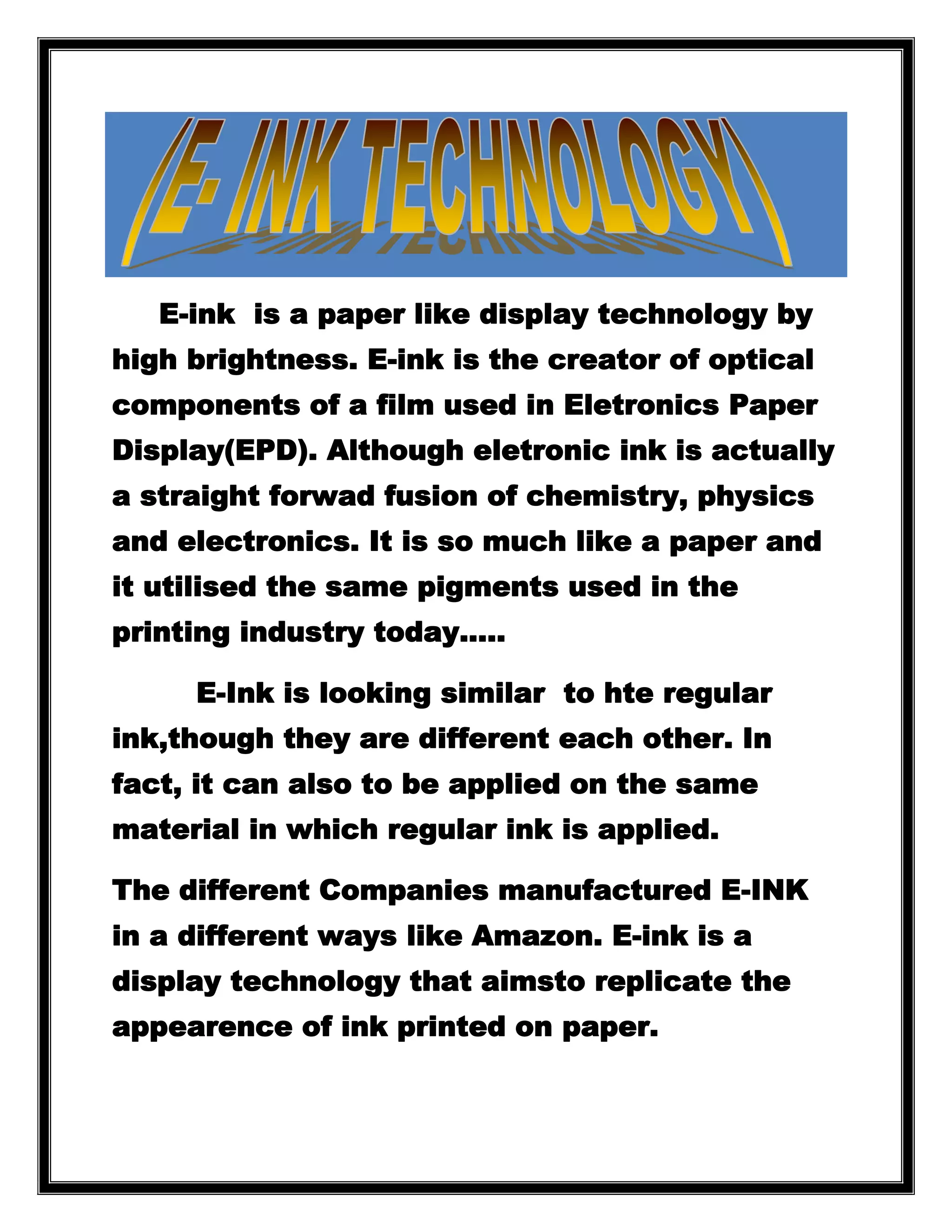 Electronic Ink Technology | PDF