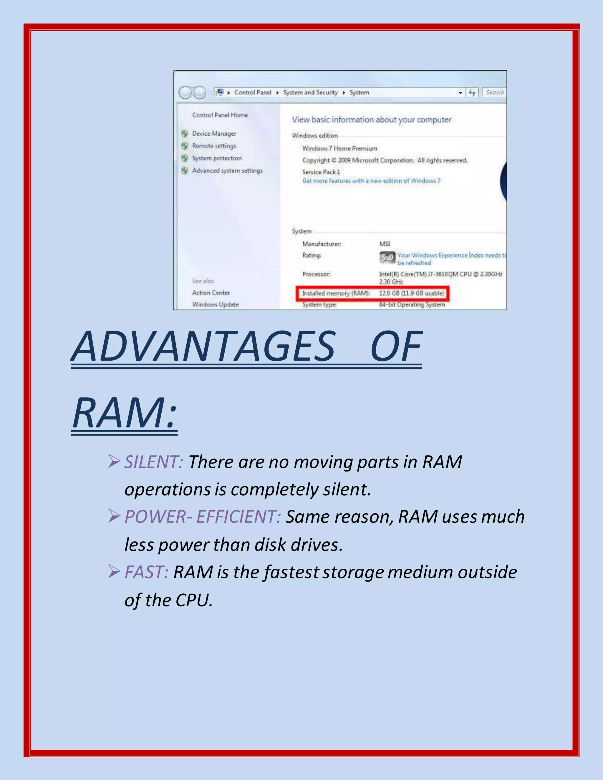 RAM (RANDOM ACCESS MEMORY) | PDF
