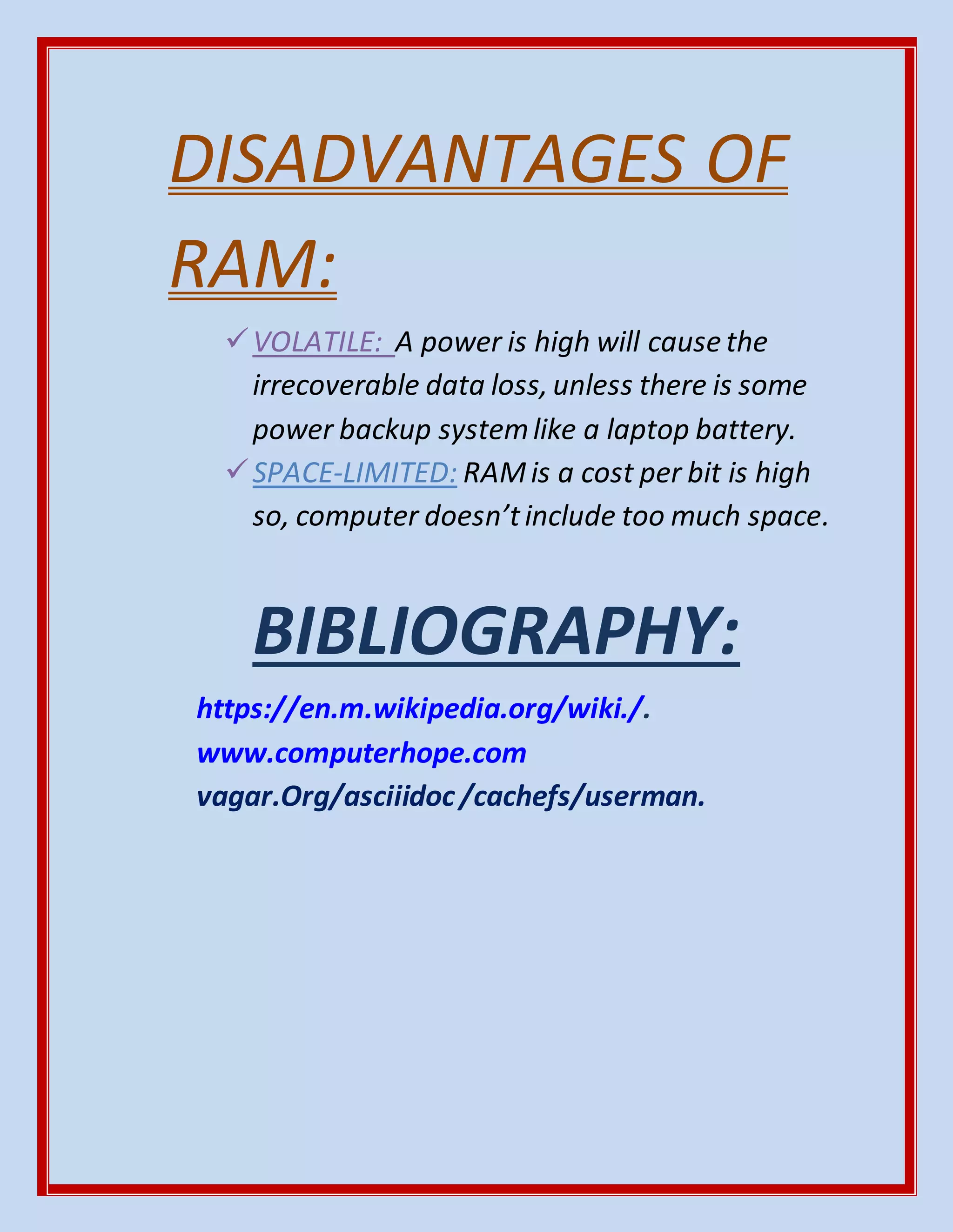 RAM (RANDOM ACCESS MEMORY) | PDF