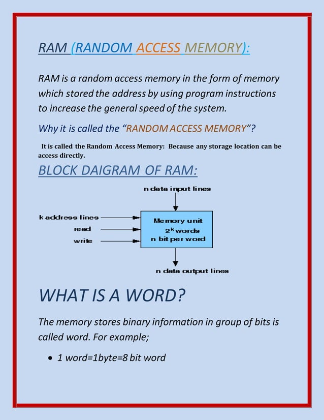 RAM (RANDOM ACCESS MEMORY) | PDF