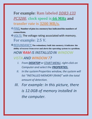 RAM (RANDOM ACCESS MEMORY) | PDF