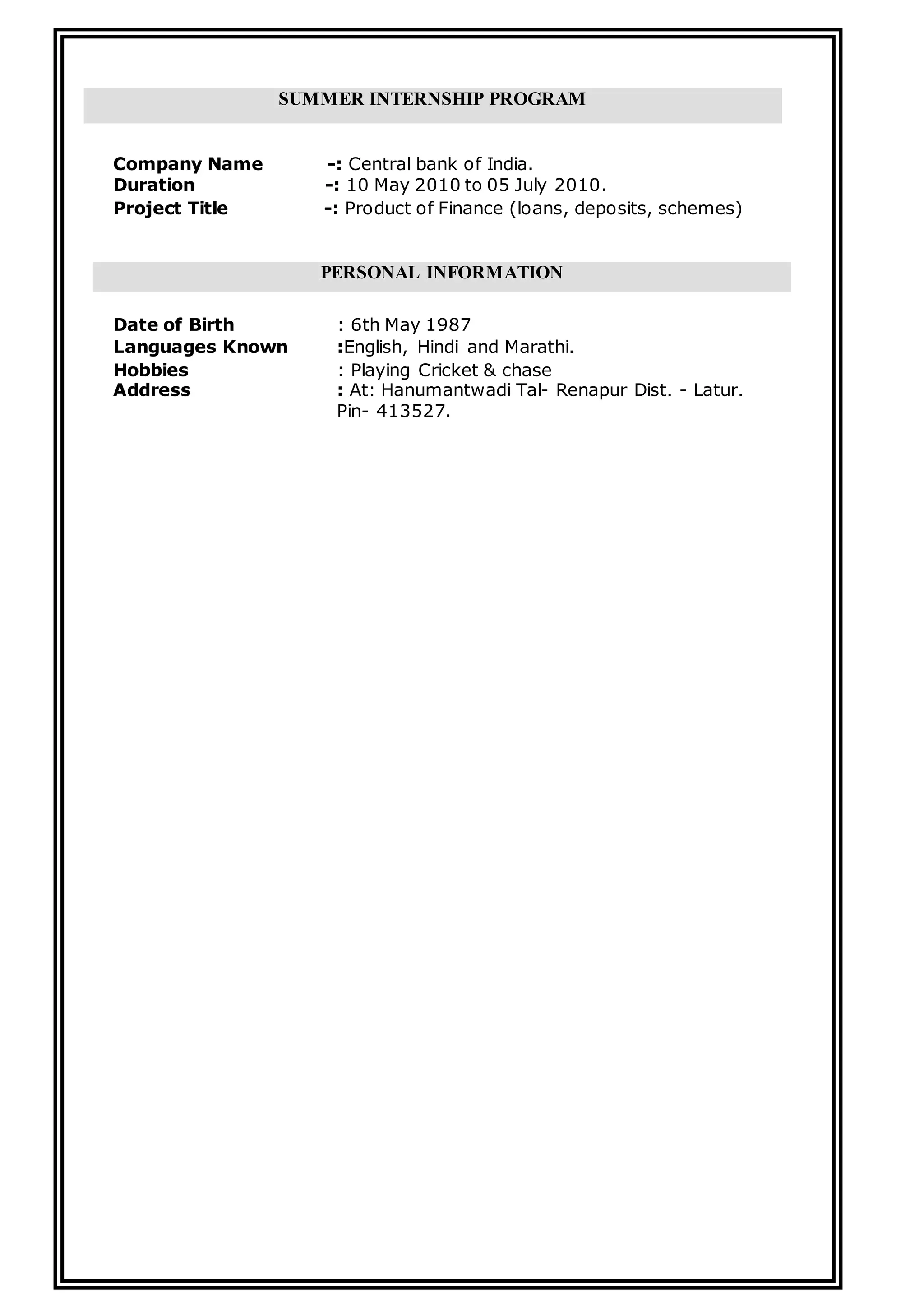 Shrikant manohar kamble updated resume | DOCX