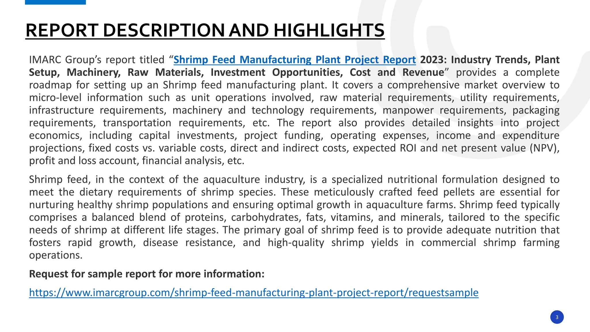 Detailed Project Report on Setting up a Shrimp Feed Manufacturing Plant ...