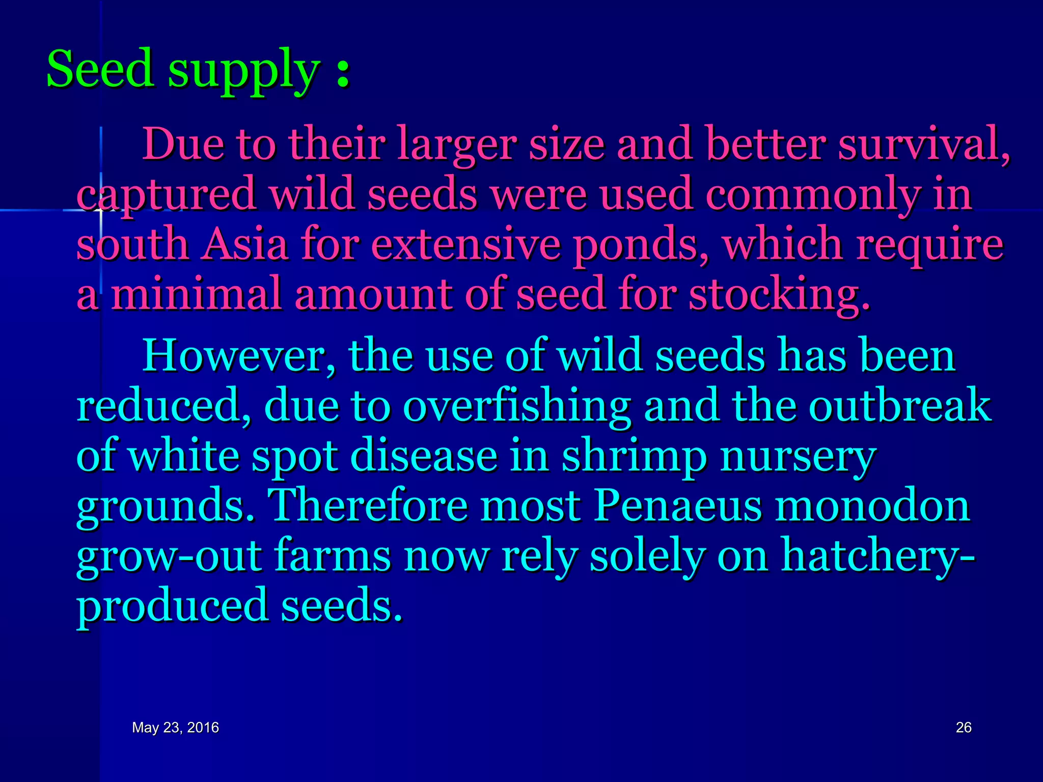Shrimp Culture: Culture of Tiger Shrimp (Penaeus monodon) | PPT