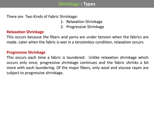 Shrinkage | PPTX | Needlework | Arts and Crafts
