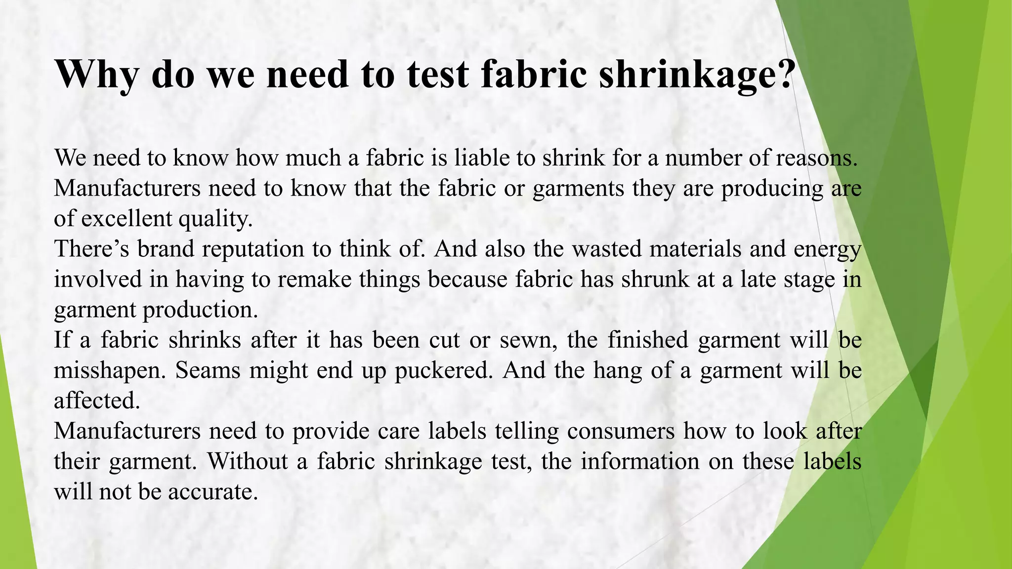 Fabric Shrinkage In Textile Fabric Insustry | PDF