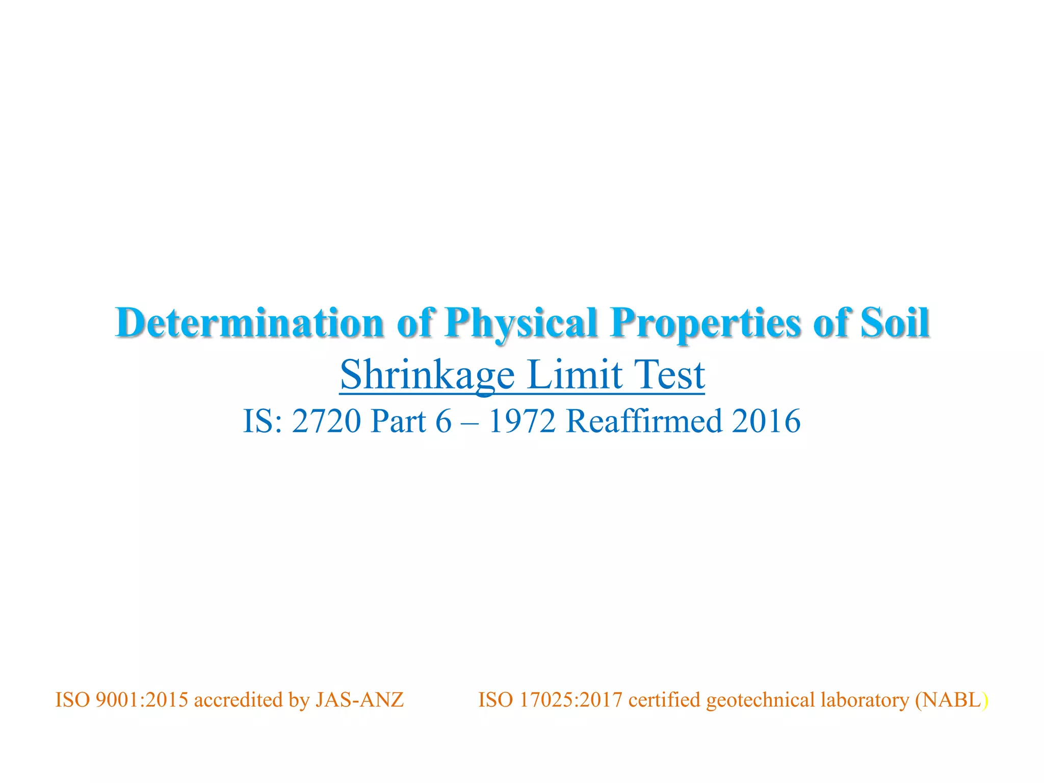 Shrinkage Limit Test | PPT