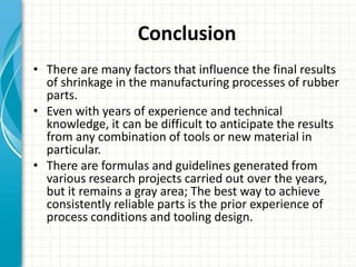 Shrinkage of rubber compounds | PPTX