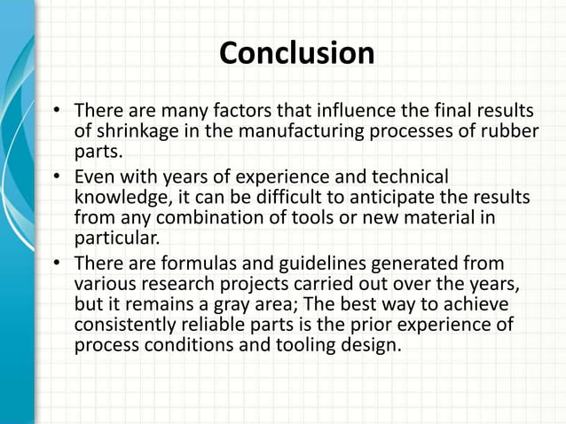 Shrinkage of rubber compounds | PPTX | Chemistry | Science