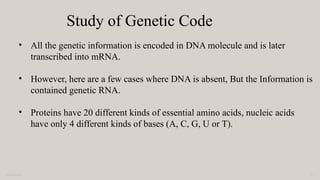 Study Of DNA, RNA, protein Replication and Genetic Code Semester II ...