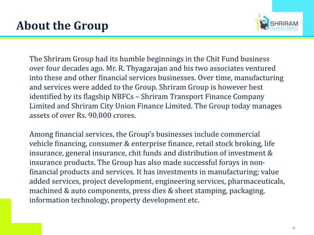 Shriram Housing Finance Ltd. | PPTX | Home Financing | Personal Debt