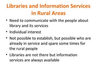 Changing Landscape of Libraries in Rural Areas: Wakeup calls for ...