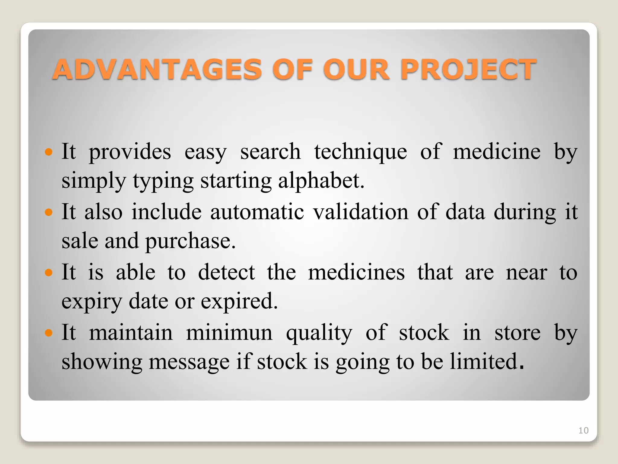 synopsis on stock management system in medical store in php | PPT