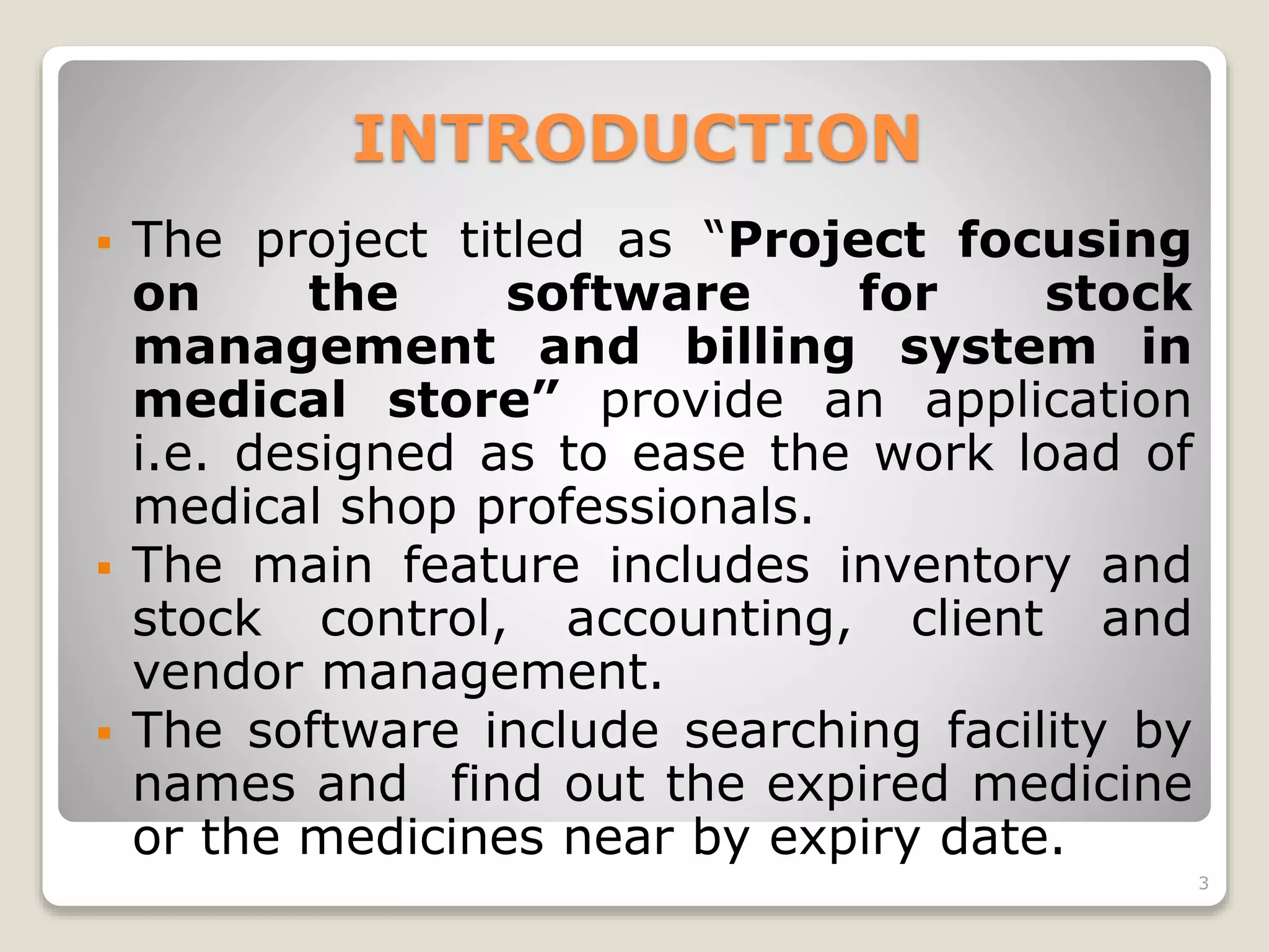 synopsis on stock management system in medical store in php | PPT