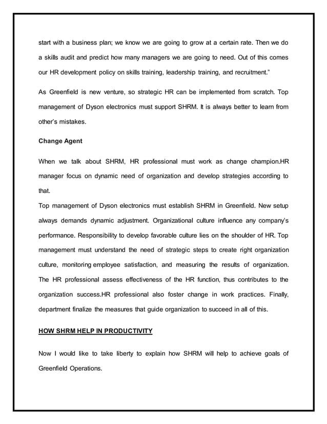 SHRM AND Greenfield Operations | DOCX