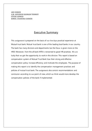 Compensation Management Practices and Policies Assignment / Report | DOCX