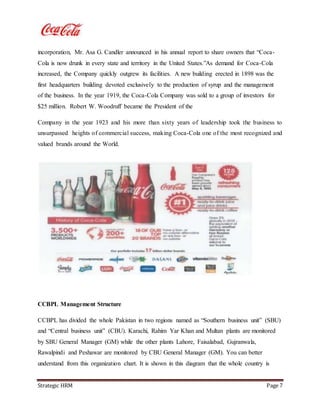 Strategic human resource management at COCA COLA BEVERAGES PAKISTAN ...