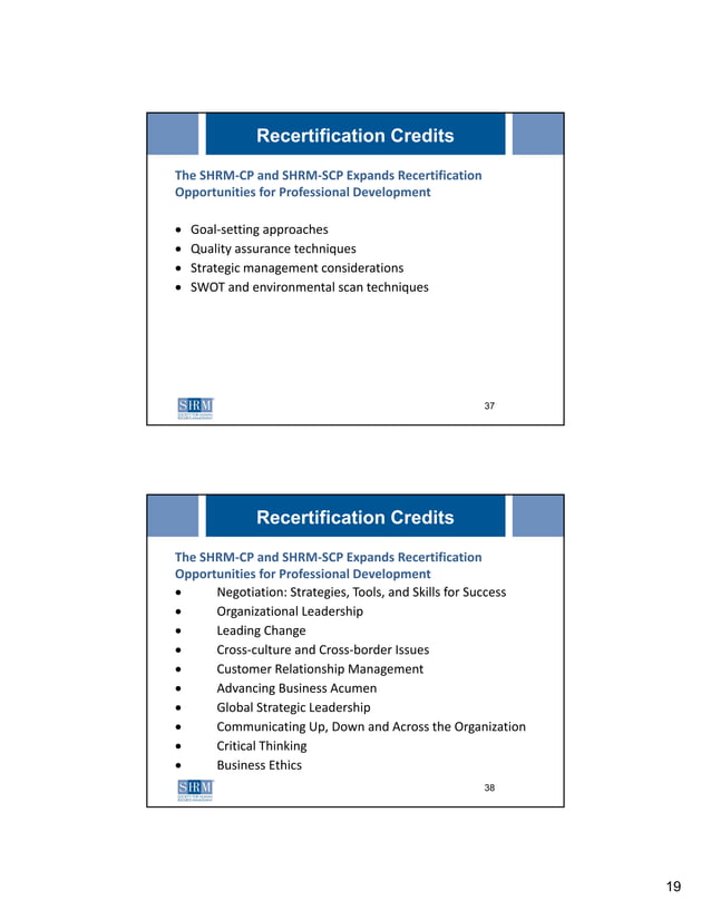 SHRM New Certifications: SHRM-CP and SHRM-SCP | PDF | Human Resources ...